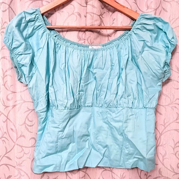 Sara | Tops | Sara 3xl Retrocropped Peasant Top In Aqua Blue Vintage ...